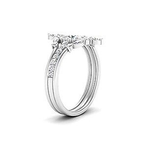 Rosie Collection Oval Shaped Simulated Diamond Crown Wedding Ring Sets in 925 Sterling Silver 14K White Gold Over 9