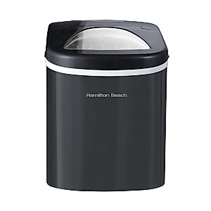 Hamilton Beach Compact Countertop Ice Maker, 26lbs of Ice per Day, Black Stainless