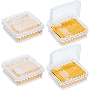 4 Pcs 3.9 inch Mini Cheese Container for Fridge Sliced Cheese Container for Fridge Cheese Storage Cheese Storage Container for Fridge with Lids for Refrigerator Food Vegetable Keep Cheese Fres