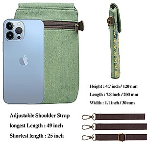 WITERY Small Crossbody Bags for Teen Girl - Handmade Cute Canvas Cross Body Phone Purse Cloth Pouch with Adjustable Shoulder Strap, Mini Women Travel Cell Phone Purse Wallet