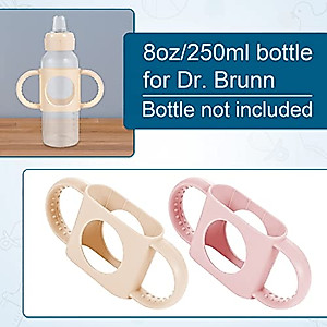 2pcs Baby Bottle Handles for Dr Brown Narrow Baby Bottle, Soft Comfortable Material Silicone BPA Free for Dr Brown Bottle with Easy Grip Handle Over Six Months Baby (Light Pink, Creamy White)