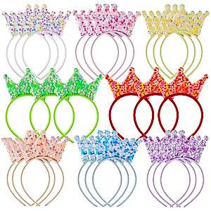 Jenaai 24 Packs Princess Crowns Headband Glitter Headbands Crown Party Favors Princess Birthday Party Decorations for Girls