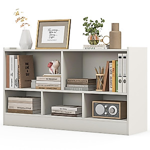 LOKO 2 Tier 5 Cube Bookcase, Open Shelf Storage Cabinet, Wooden Display Cabinet Shelf, Multipurpose Bookshelf for Living Room, Bedroom, Hallway, Home Office, Classroom (White)