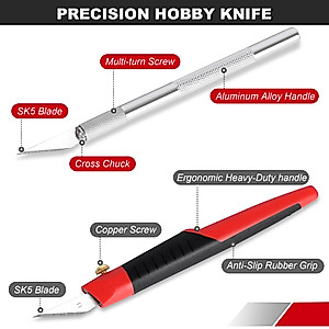 FASTPRO 31-Piece Precision Hobby Knife Set, Craft Knife with 26pcs Blades, Exacto Knife Set Included Tweezers, Grindstone, Steel Ruler and Storage Case, for Art Work, Scrapbooking, Stencil, Modeling