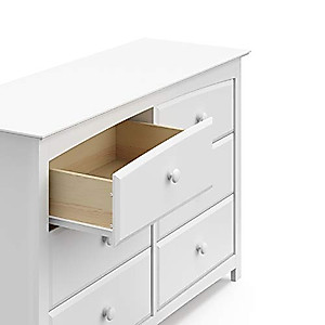 Storkcraft Kenton 6 Drawer Double Dresser (White) Dresser For Kids Bedroom, Nursery Dresser Organizer, Chest Of Drawers For Bedroom With 6 Drawers, Universal Design For Children’s Bedroom