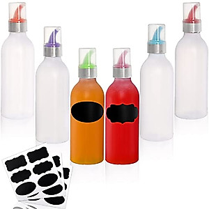 Lawei 6 Pack 15 oz Plastic Squeeze Condiment Bottle - Plastic Squirt Bottles with Lids and Colored Tips - Perfect for Condiments, Sauce, BBQ, Dressings, Syrup, Arts and Crafts