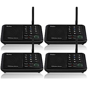 Wuloo Intercoms Wireless for Home 5280 Feet Range 10 Channel 3 Code, Wireless Intercom System for Home House Business Office, Room to Room Intercom, Home Communication System (4 Units Set, Black)