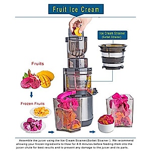 Masticating Juicer,Whole Slow Juicer Extractor by Vitalisci,Cold Press Juicer Machine,Anti-Oxidation for Fruit and Vegetable,Easy to Clean and BPA Free,(300W AC Motor/3.15" Wide Chute/40 RPMs)-Silver