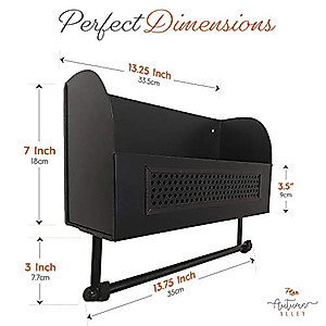 Autumn Alley Rustic Farmhouse Wall Mounted Black Paper Towel Holder with Shelf | Sturdy & Stylish Farmhouse Bathroom Towel Holders | Vintage Towel Hanging Rack | Rustic Kitchen/Bathroom Wall Decor