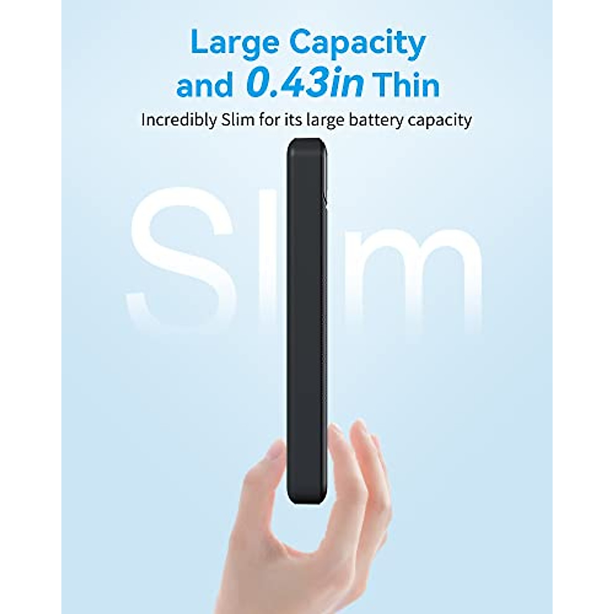 AsperX 2-Pack 15000mAh Portable Charger Power Bank [ USB-C Out and In ] [5V 3A Faster Charging] [ Dual USB A ] Slim High-Speed External Battery Pack for iPhone, Samsung, Android and More (Black+White)