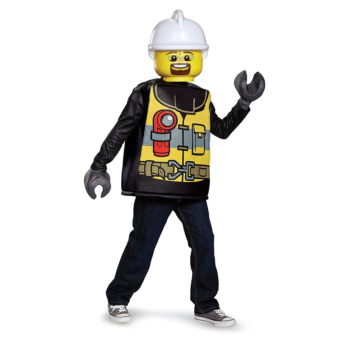 Disguise Lego Firefighter Classic Costume, Black/Yellow, Small (4-6)