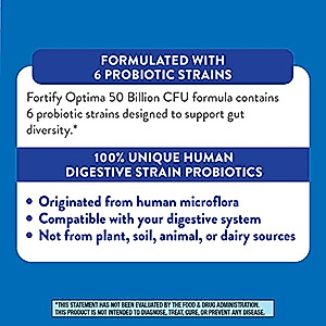 Nature's Way Fortify Optima Daily Probiotic for Men and Women, Supports Digestive, Immune, and Colon Health*, 30 Vegan Capsules