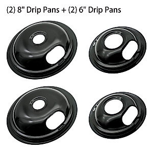 W10288051 Range Cooktop Porcelain Drip Pans and MP22YA Electric Range Burner Element Unit Set by SupHomie - Compatible with Whirlpool Amana Electric Range Stove