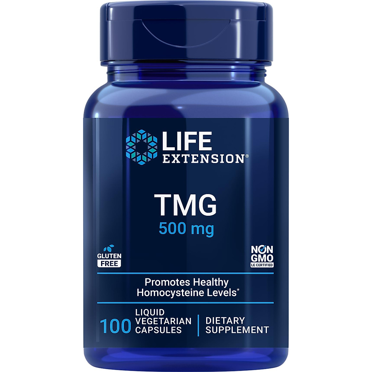 Life Extension TMG 500mg, 100 Liquid Veg Caps - Trimethylglycine (Glycine Betaine) Supplement - Gluten Free, Non-GMO, Vegetarian