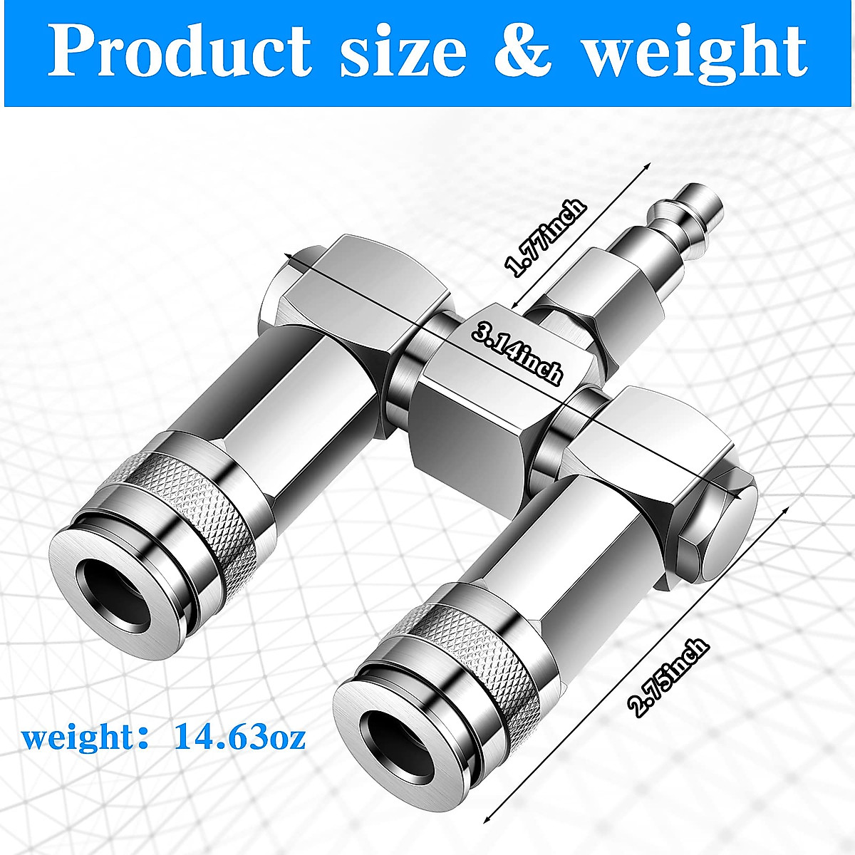 2 Pcs Air Hose Connectors 2 Way Air Hose Splitter Fittings 1/4 in NPT Air Compressor Fittings High Pressure Resistance Air Manifold Swivel 360 Degrees Connectors Air Compressor Accessories