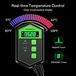 VIVOSUN Digital Heat Mat Thermostat Temperature Controller, 40–108 ºF 1000W for Reptiles, Seedlings, Germination, Incubation and Fermentation