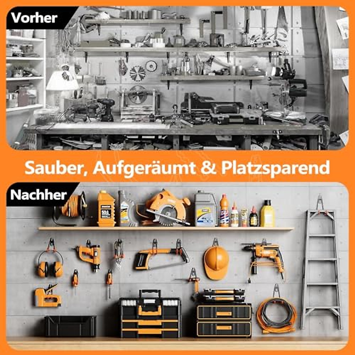 Kitmiido 12 Pack Garage Hooks,Heavy Duty Steel Wall Mounted Organiser,Anti-Slip Storage Hook for Organising Bike, Ladder, Garden Tools, Ropes, Cables（Orange）