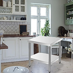 ATMTV Stainless Steel Table for Prep & Work 30x24 Inches, NSF Metal Commercial Kitchen Table with Adjustable Under Shelf and Foot for for Restaurant, Warehouse, Home, Kitchen, Garage