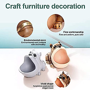 Lantsang Jewelry Organizer Tray, Dog Big Mouth Key Storage Bowl for Entryway Home Table Decoration Sundries Container Key Jewelry Watch Candy Cookies (Brown)