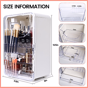 PEAKXCAN Large Double-Door Makeup Organizer with Drawers - Dustproof & Waterproof Cosmetic Storage for Women