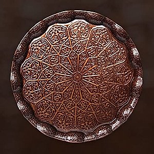 Turkish Ottoman Coffee Tea Beverage Serving Wavy Tray 35cm (Antique Copper)