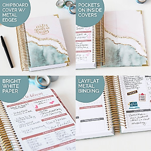 bloom daily planners New UNDATED Hardcover Calendar & Daily Bound To Do List Spiral Notebook - Notes, Goals, to Do's Planning System - 8.25" x 6.5" - Daydream Believer