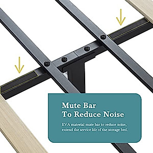 HOOMIC Upholstered Queen Platform Bed Frame with 3 Storage Drawers, No Fixed Headboard Design, Mattress Foundation with Wooden Slats, No Box Spring Needed, Noise Free, Dark Grey