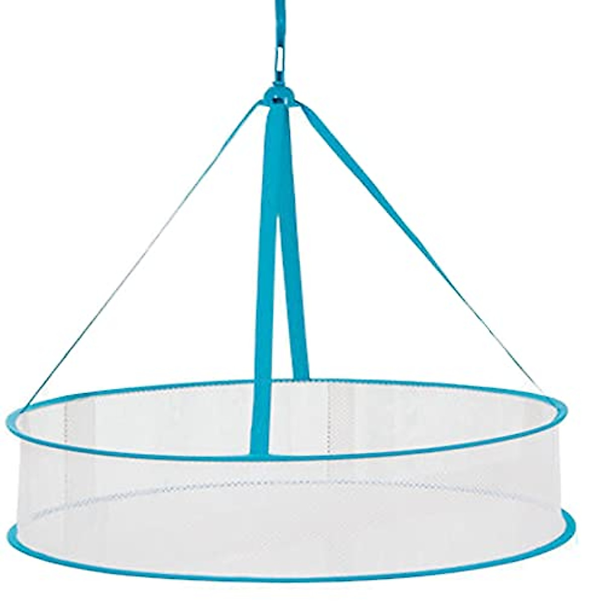 Qtopun Foldable Hanging Mesh Dryer, Sweater Drying Rack Single-Layer Flat Clothes Drying Net Laundry Hanging Mesh Rack for Underwear Lingerie Toy Herb --- Blue