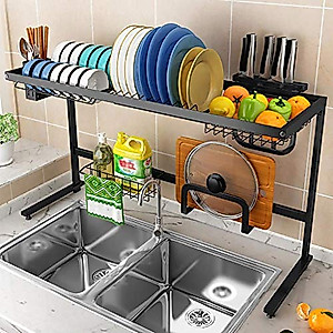 FEHUN Sinks,Stainless Steel Kitchen Sink Dish Drying Rack Drain Rack Cutlery Water Filter Tableware Organizer