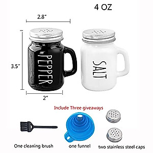 Wartter Farmhouse Salt and Pepper Shaker Set, Vintage Glass Black and White Shaker Set with Stainless Steel Lid (Black/White)