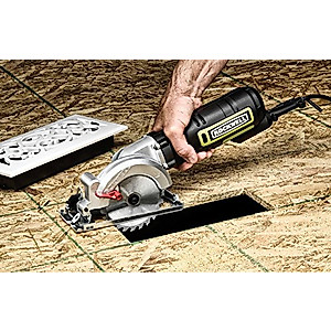 Rockwell 4-1/2” Compact Circular Saw, 5 amps, 3500 rpm, with Dust Port and Starter Kit– RK3441K , Black