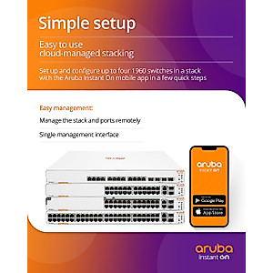HPE Networking Instant On Switch Series 1960 48-Port Gb Smart-Managed Layer 2+ Ethernet Switch with PoE | 48x 1G | 2X 10GBase-T, 2X SFP+ | 40x CL4, 8X CL6 PoE 600W | Stackable | US Cord (JL809A#ABA)
