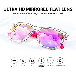 COLOSSEIN Sunglasses Womens Classic Square Frame UV400 Mirrored Lens, Fit for Outdoor, Vacation, Driving