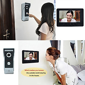 AMOCAM Wired Video Intercom System, 7 Inches Video Doorbell Door Phone System, HD Camera Kits Support Unlock, Monitoring, Dual-Way Intercom for Villa Home Office Apartment