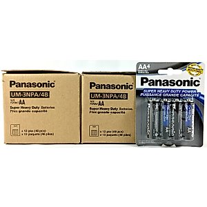 Panasonic 100pc AA Batteries Super Heavy Duty Power Carbon Zinc Double A Battery 1.5v