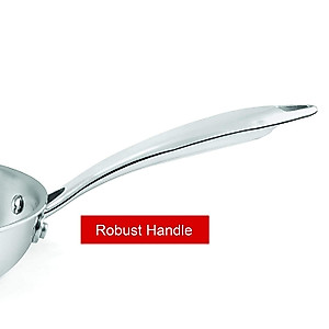 Shapes Steel Stainless Tri-ply Frying Pans - Induction Ready, Easy to Clean, Dishwasher Safe, Silver, Capacity 1 Quart - With Robust Handle - Use for Home, Kitchen & Restaurant (7.8 Inch)