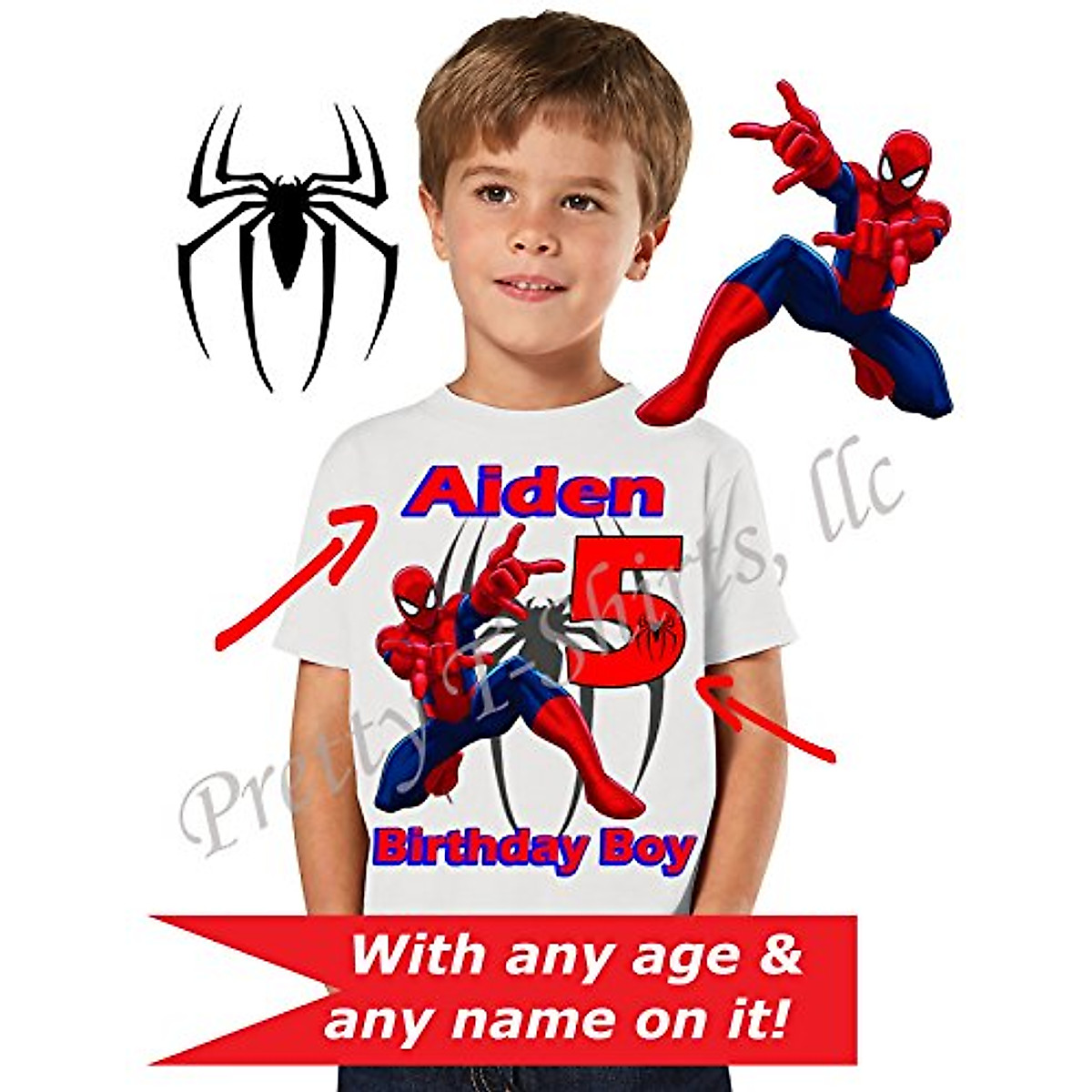Custom Spider Birthday Shirt with Any Name and Age Family Spider Birthday Shirts Handmade Kids Party Spider Birthday