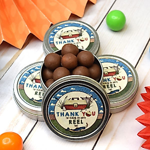 Fishing Thank You Birthday Party Sticker Labels, 40 2" Party Circle Stickers by AmandaCreation, Great for Party Favors, Envelope Seals & Goodie Bags