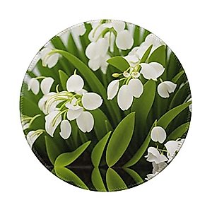 Gaming Round Lily of The Valley Flowers Mouse Pad for Computer, Thick Rubber Laptop Desk Mat,Cute Office Gift,8 Inch