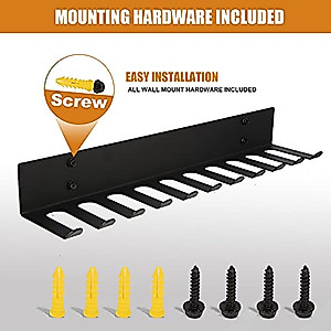 Multi-Purpose Storage Rack Resistance Bands Rack Gym Storage Rack Fitness Bands Rack Heavy Duty Rack 11 Hooks for Resistance Bands, Straps, Jump Ropes, Foam Rollers, Weight Belts, Tools (L-23")