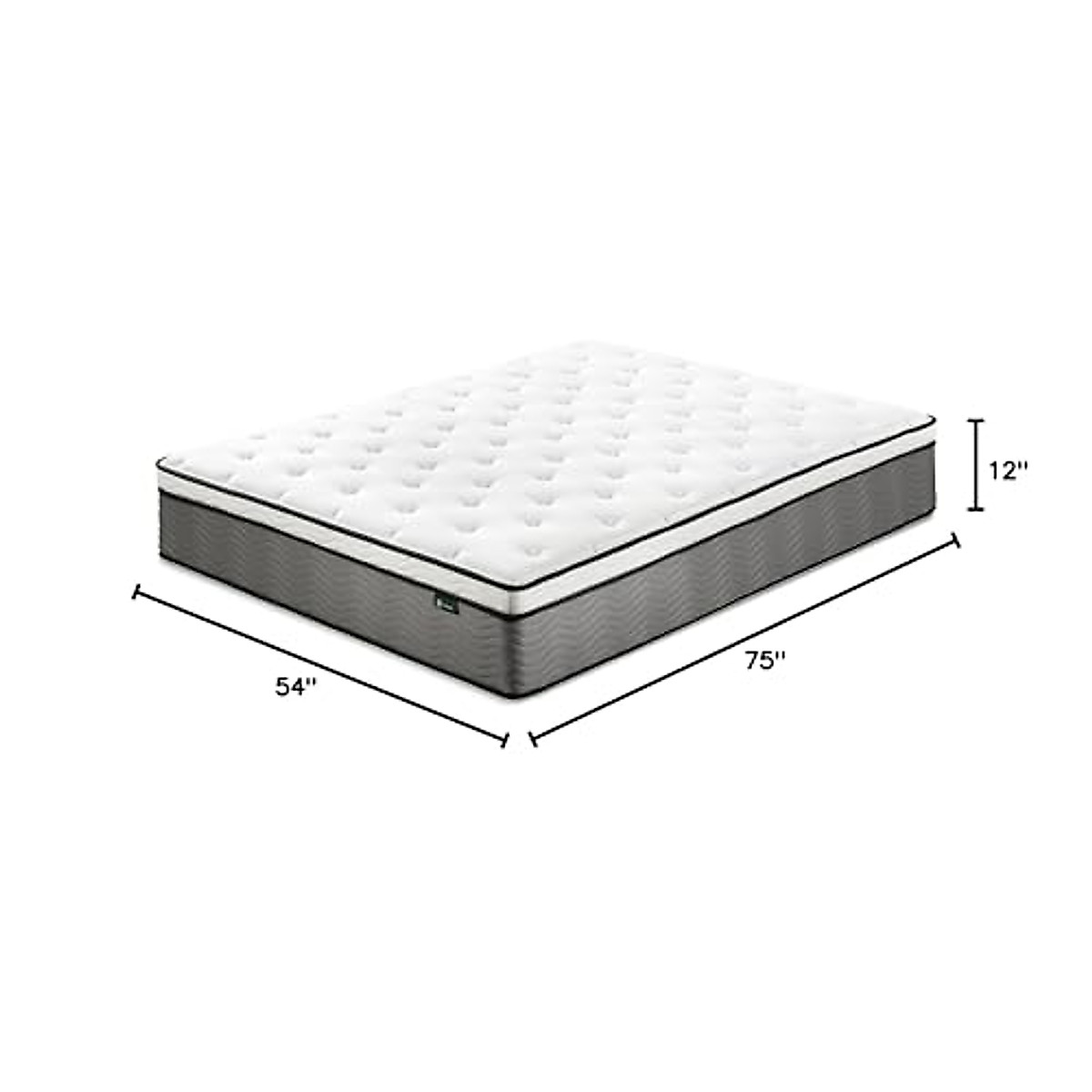 ZINUS 12 Inch True Support Hybrid Mattress [New Version], Full, Fiberglass Free, Medium Feel, Motion Isolation, Certified Safe Foams & Fabric, Mattress in A Box