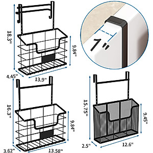 YEEBEIJIM Over the Cabinet Door Organizer 3 Pack, Kitchen Cabinet Organizer Wall Mount Storage Basket for Cutting Board, Grid Storage Basket Holder Rack for Kitchen Pantry Bathroom