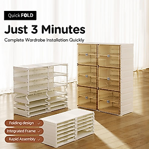 ANTBOX Portable Shoe Rack Organizer for Closet Entryway, Stackable Sneaker Storage Shoe Cabinet with Magnetic Clear Door, Large Plastic Storage containers Bins with Lids 4 Tiers 16 Pairs