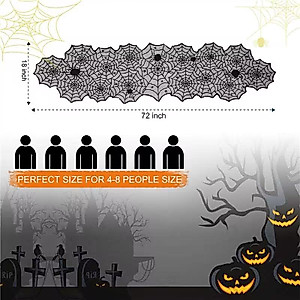 Halloween Table Runner - Black Lace Spider Web Table Runners for Halloween Decor,Vivid Polyester Spider Web Tablecloth for Halloween Masquerade Party Dinner Table Decoration 18 X 72 Inch