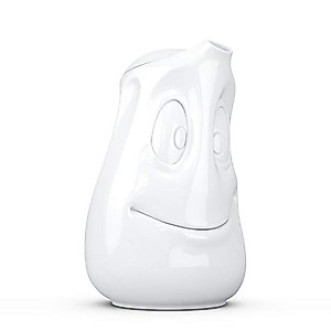 TASSEN Porcelain Tea Pot with Lid, Good Mood Face Edition, 40 oz. White (Single Tea Pot with Lid)