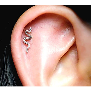 16G G23 TITANIUM INTERNALLY THREADED 3D SNAKE EAR LABRET TRAGUS HELIX CONCH STUD Style 88888-910