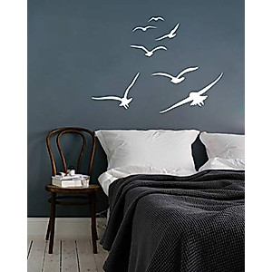 Flying Birds Wall Decals, Birds Vinyl Decals, Dorm Decals, Nursery Wall Decals, Office Decor, Modern Wall Decals for Kids Room Bedroom Living Room, Home Decor Wall Stickers Y20 (White)