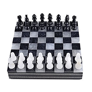 THPT Agate Stone Chess Set Family Standard International Chess Creative Board Decoration Gift for Chess Lovers Board Games (Color : Black)