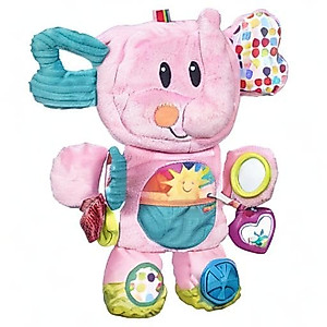 Playskool Fold 'n Go Elephant Stuffed Animal Tummy Time Toy for Babies 3 Months and Up, Pink (Amazon Exclusive)