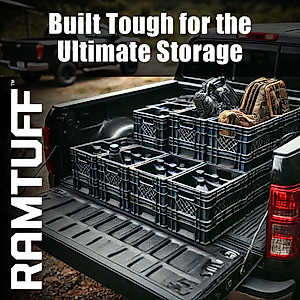 Ramtuff Milk Crate 4-Pack, Built Tough, 250lbs Load Capacity (BV Certified), Extreme Weather Tested -22°F to 122°F, Authentic Milk Crate dimensions 13" L x 13" W x 11" H